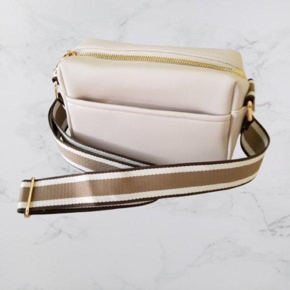 Bags | New Ivory Faux Leather Shoulder Bag Purse Wgoldtone Hdwr And ...